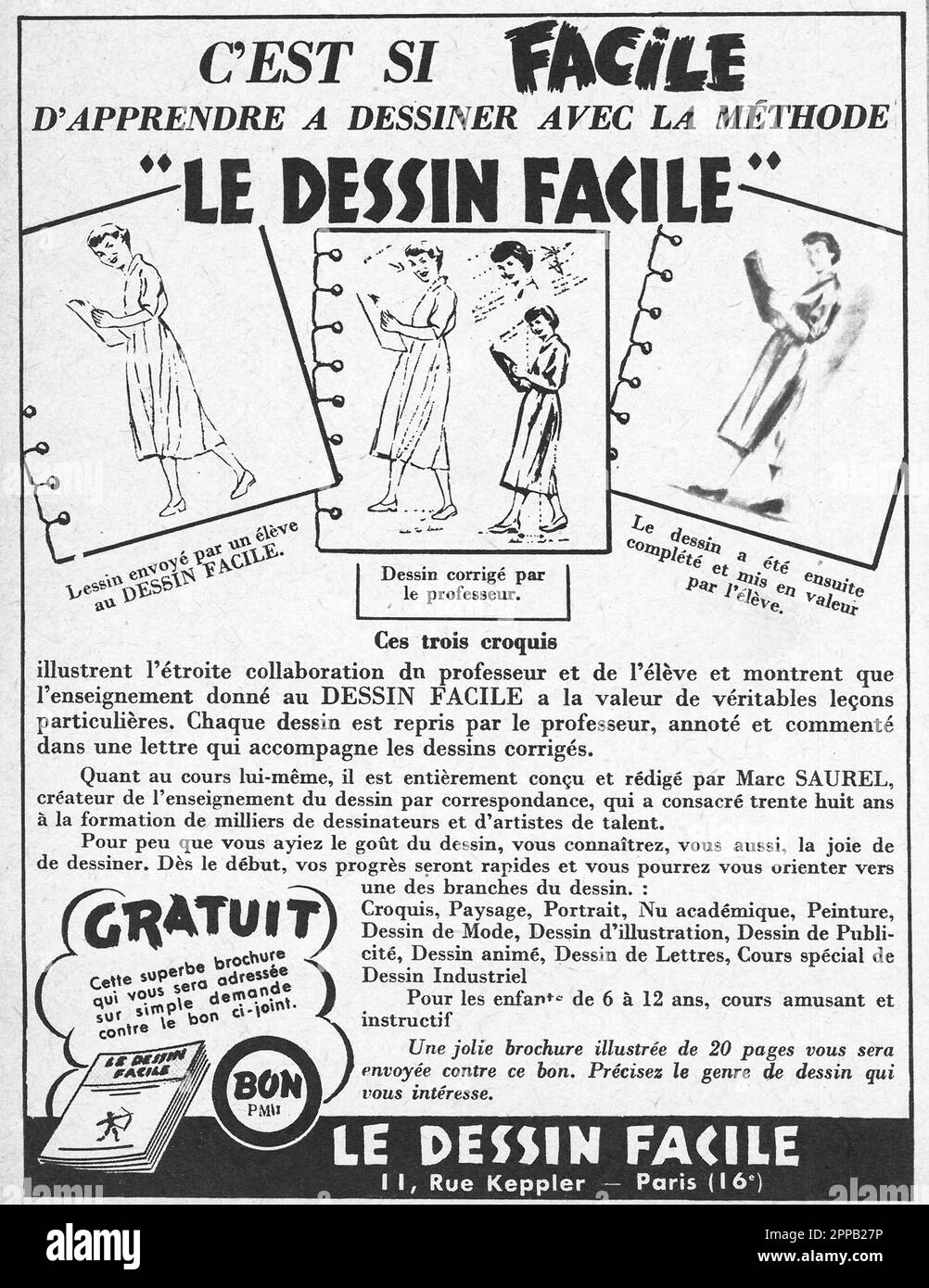 Le dessin facile, drawing and design French print ad, 1950 Stock Photo ...