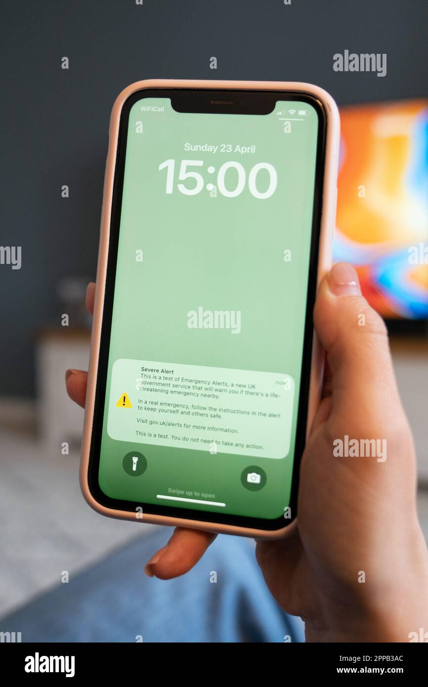 A test of a new public alert system emitting a loud alarm on a mobile ...