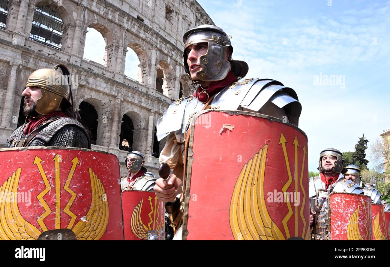 Rome, Italy. 23rd Apr, 2023. Performers take part in a parade to ...