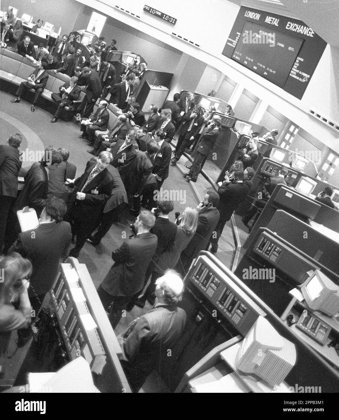 Open-outcry trading floor, the Ring at London Metal Exchange UK 1995 ...