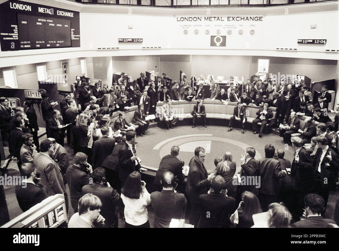 Open-outcry trading floor, the Ring at London Metal Exchange UK 1995 ...