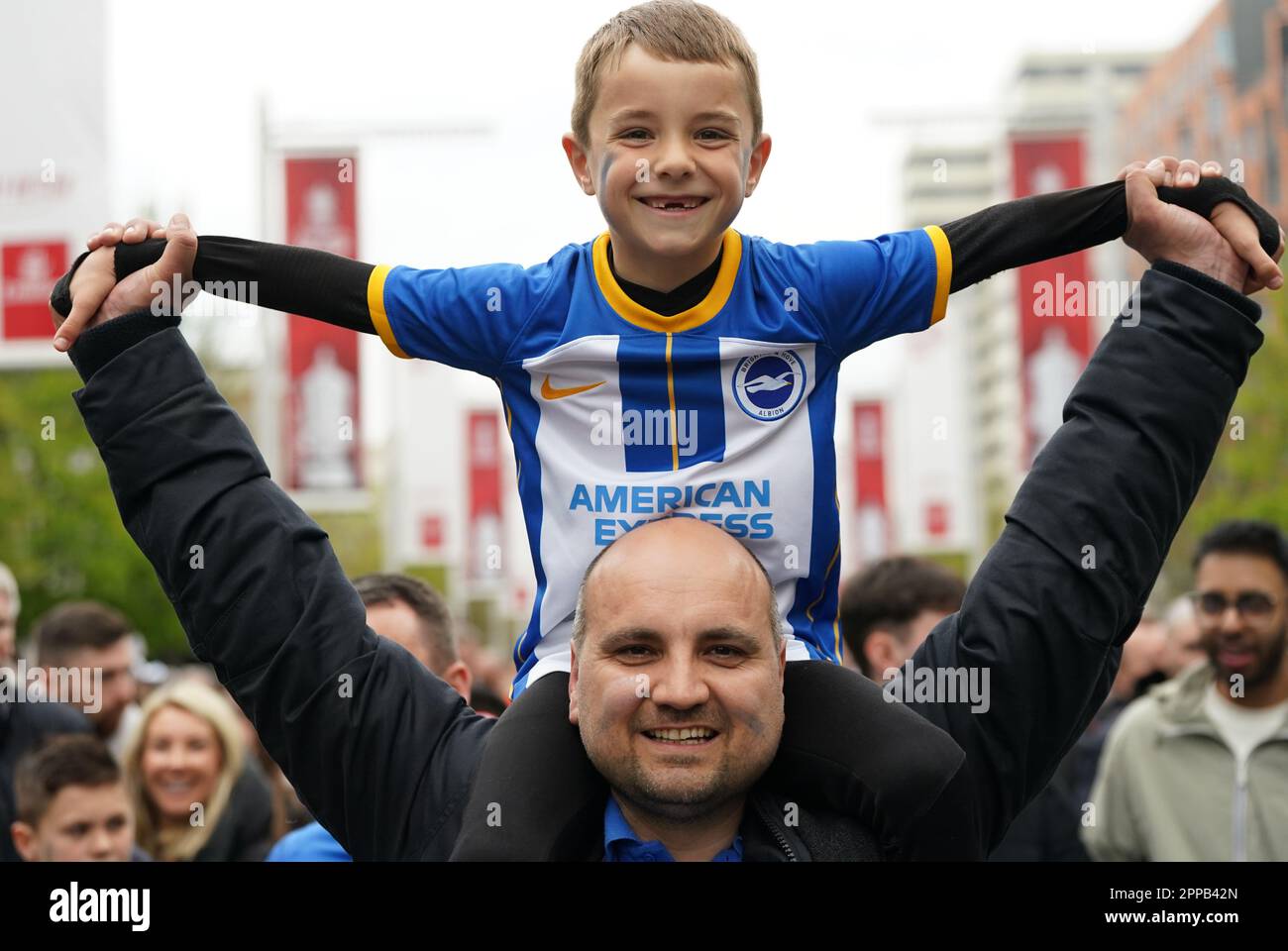 Brighton and Hove Albion fans fans on Wembley Way ahead of the Emirates ...