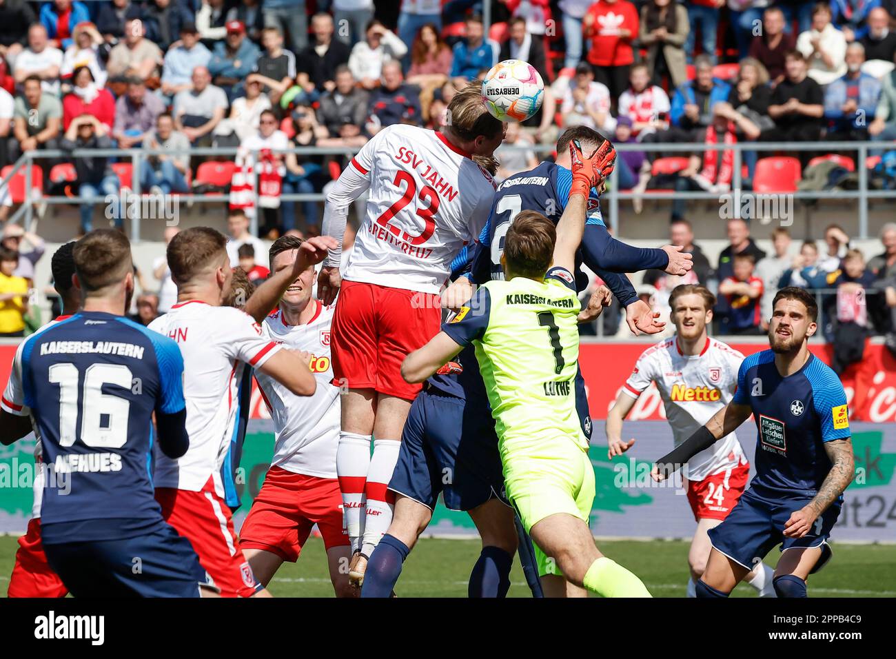 23 April 2023, Bavaria, Regensburg: Soccer: 2nd Bundesliga, Jahn ...