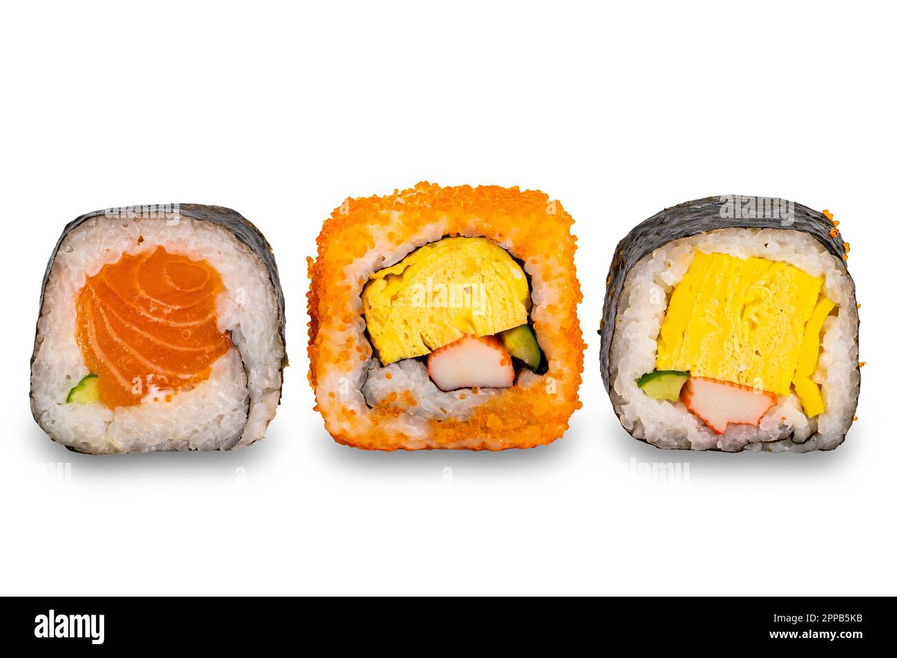 Various delicious japanese style fresh sashimi sushi roll, nori seaweed ...