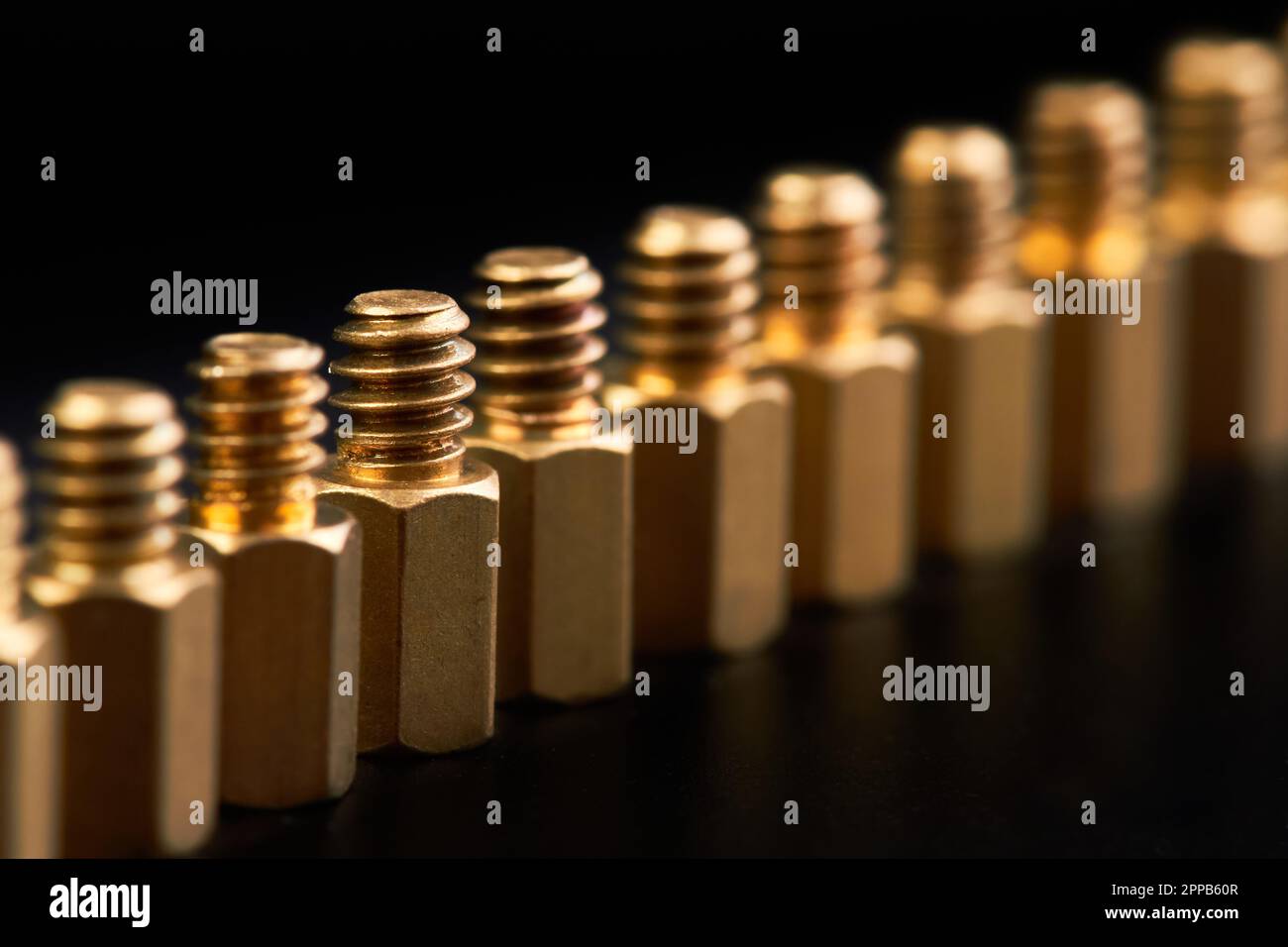 A part of row of Small bolts for computer equipment and computer ...