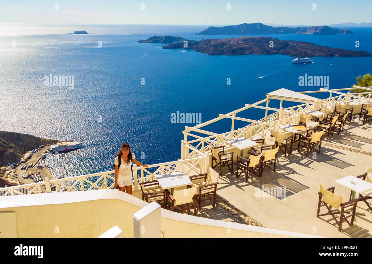 Terrace with outdoor restaurant seating with a view.Scenic winery ...