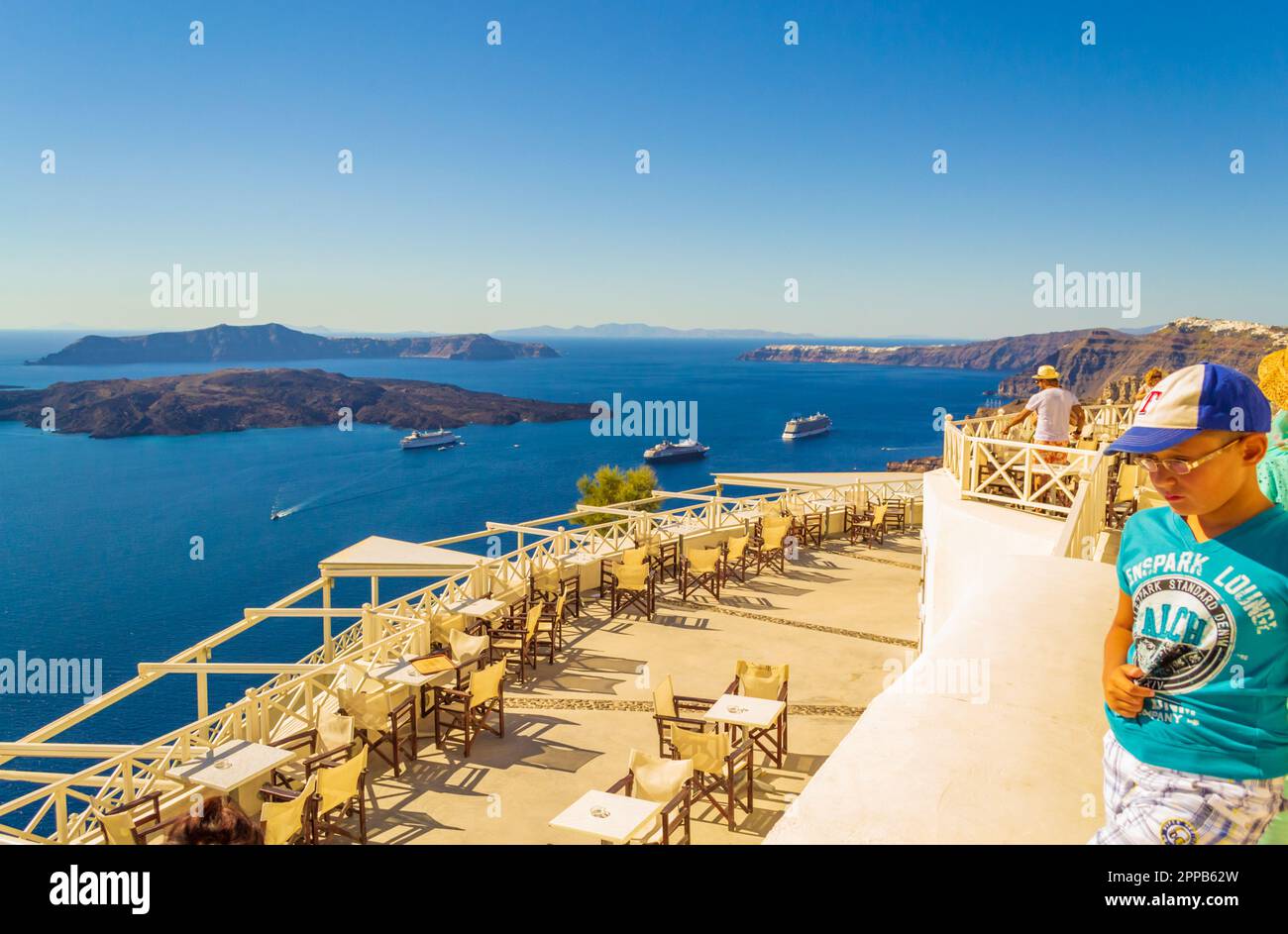 Tourist women taking pictures and enjoying the view from observation ...