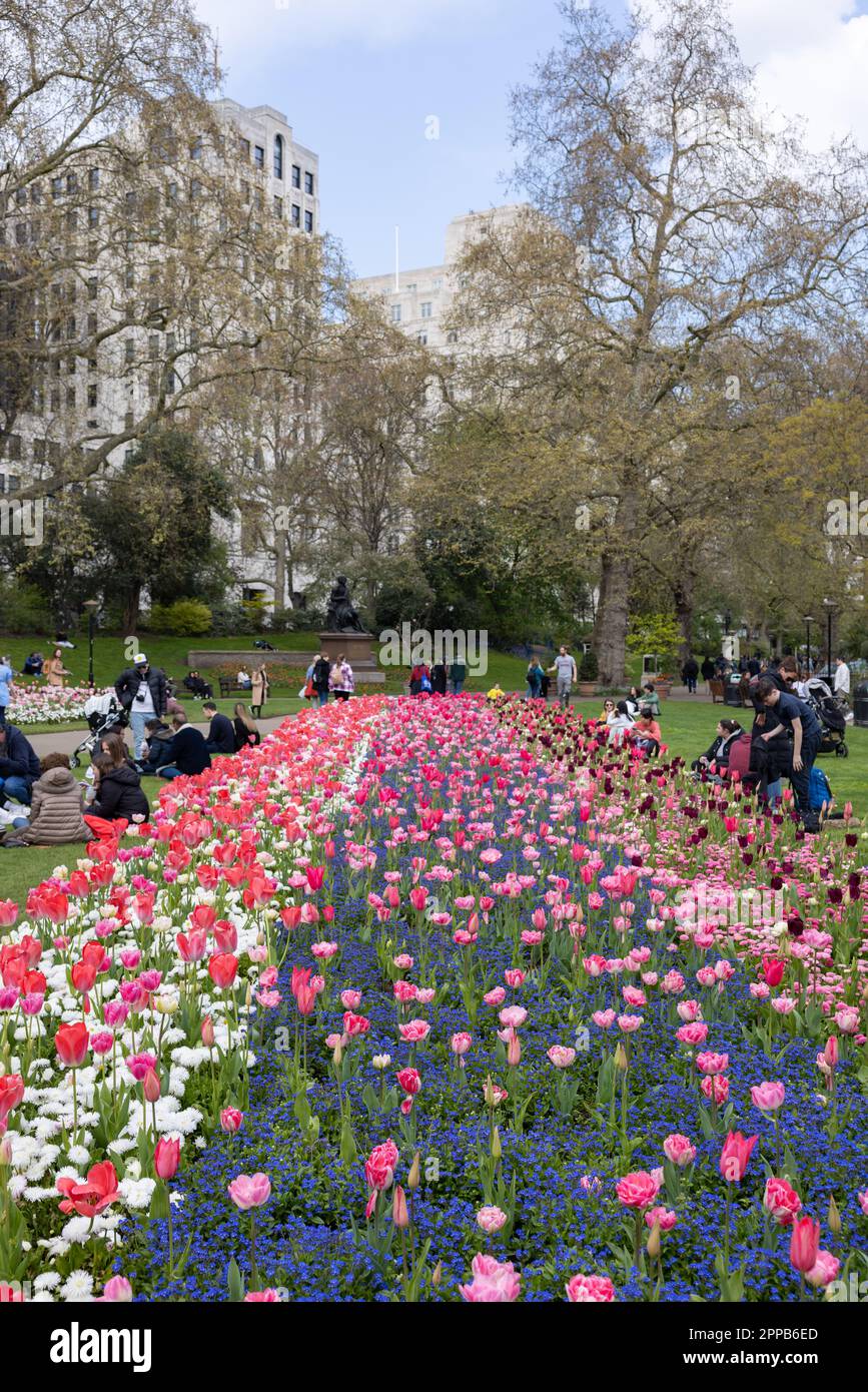 Victoria Embankment gardens with Spring Coronation display of flowers ...