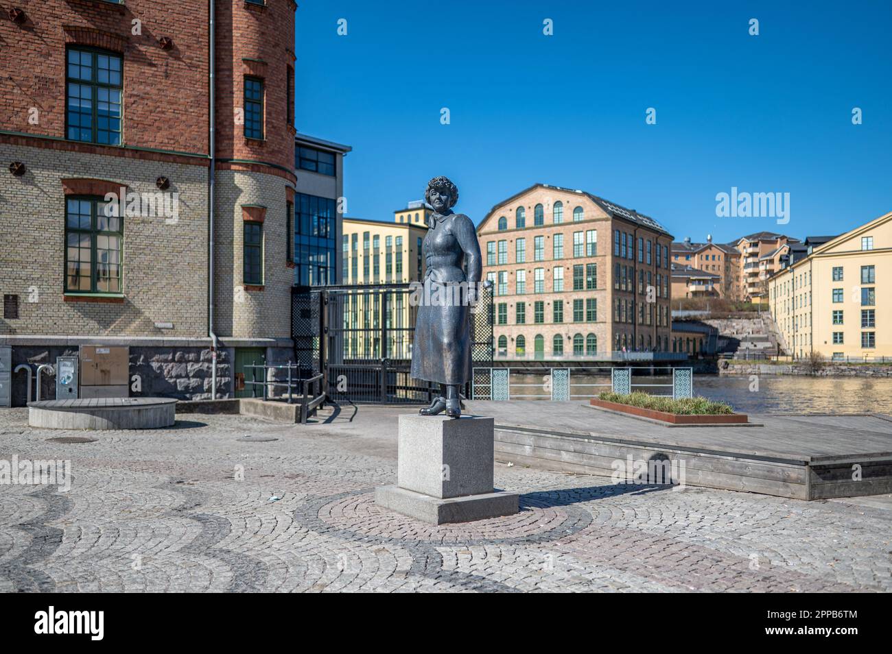 Bronze sculpture of author Moa Martinson by Peter Linde in the historic ...