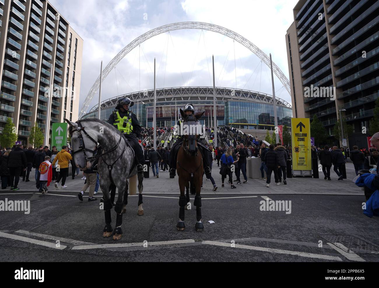 Mounted police officers on Wembley Way ahead of the Emirates FA Cup ...