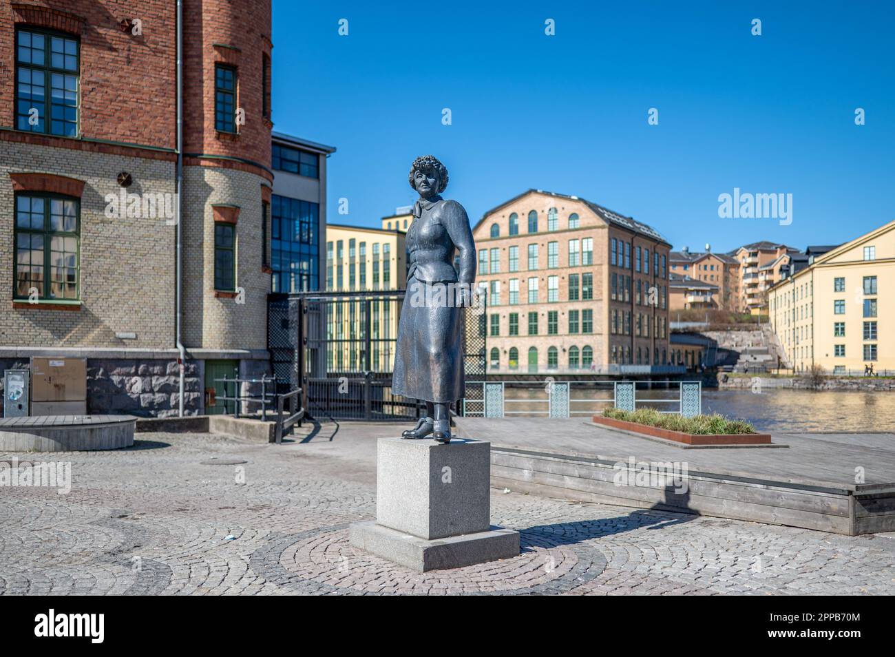 Bronze sculpture of author Moa Martinson by Peter Linde in the historic ...