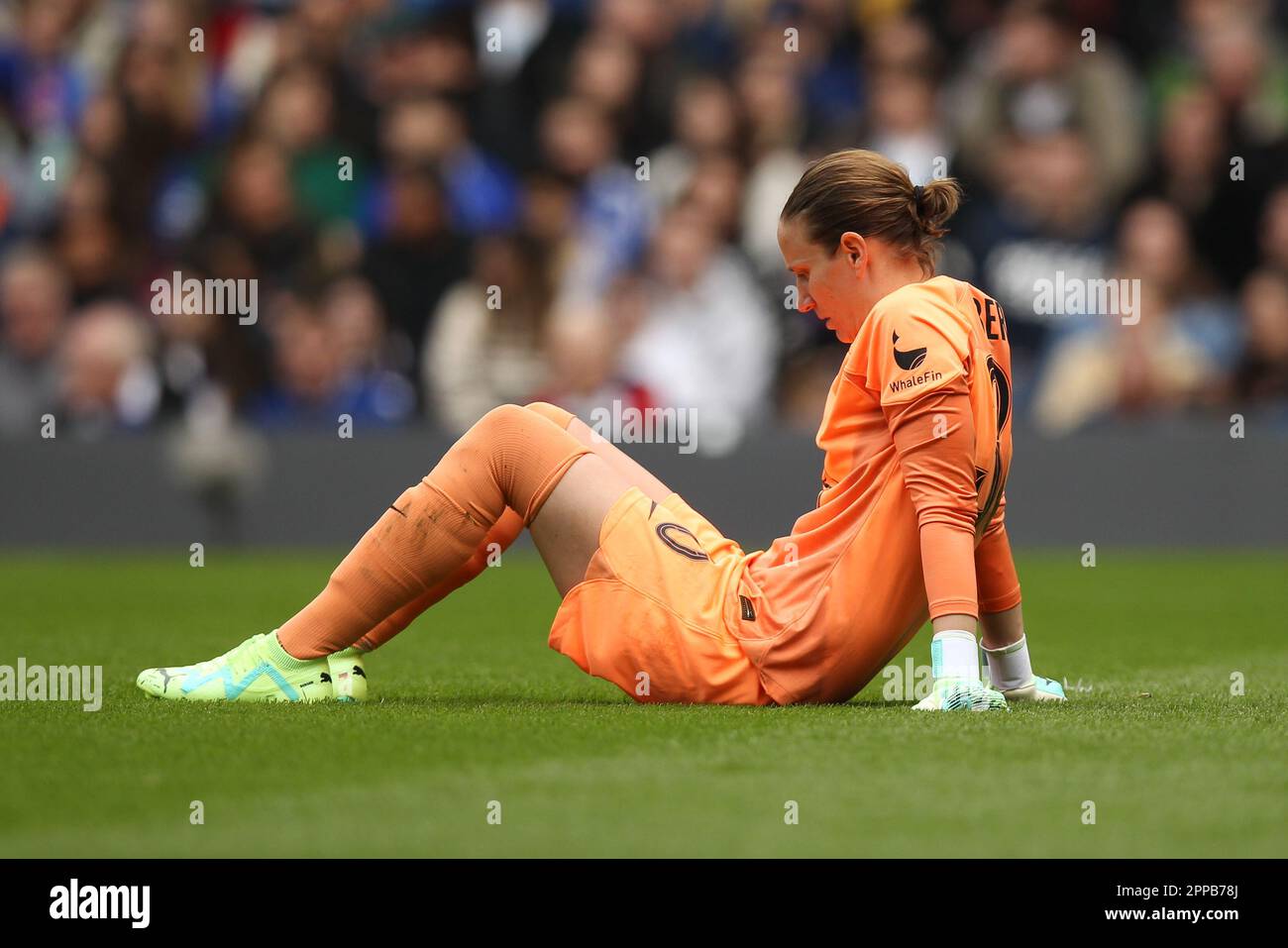 London, UK. 23rd Apr, 2023. Chelsea Women Goalkeeper Ann-Katrin Berger ...