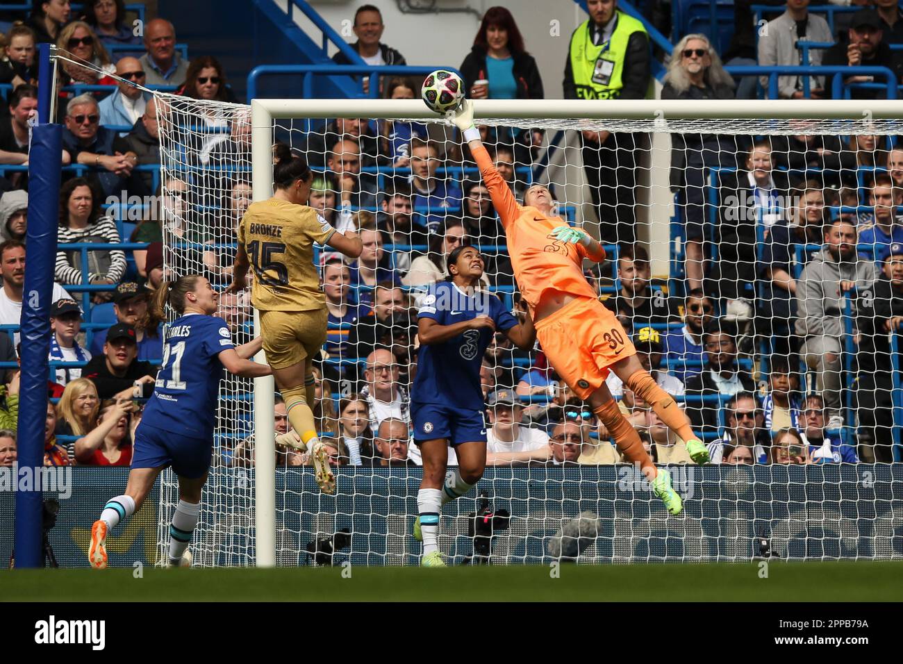 London, UK. 23rd Apr, 2023. Chelsea Women Goalkeeper Ann-Katrin Berger ...