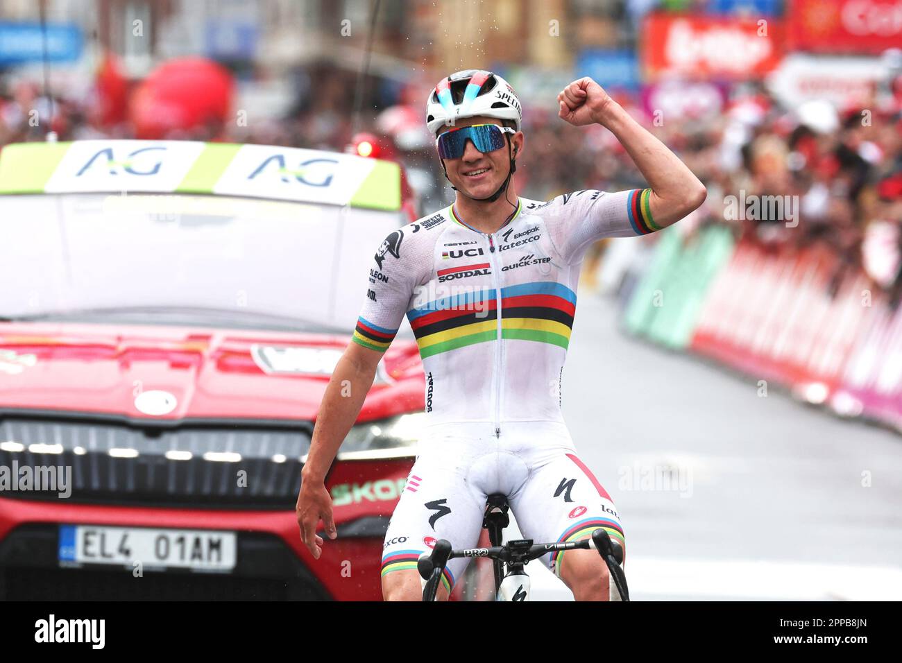 Belgium's Remco Evenepoel of the Soudal Quick Step team crosses the ...