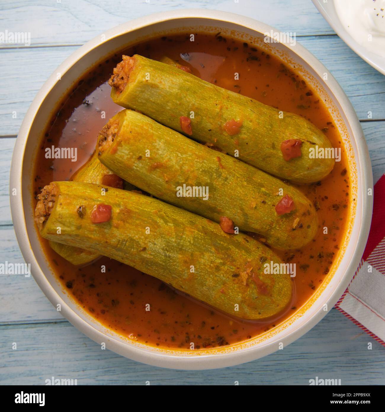 Recipe of stuffed courgette with tomato sauce, Lebanese style, Kouca ...