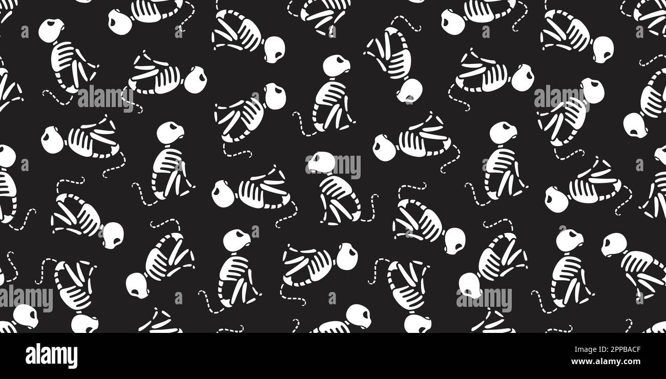 Cat seamless pattern vector Halloween isolated cat Skull skeleton bone ...