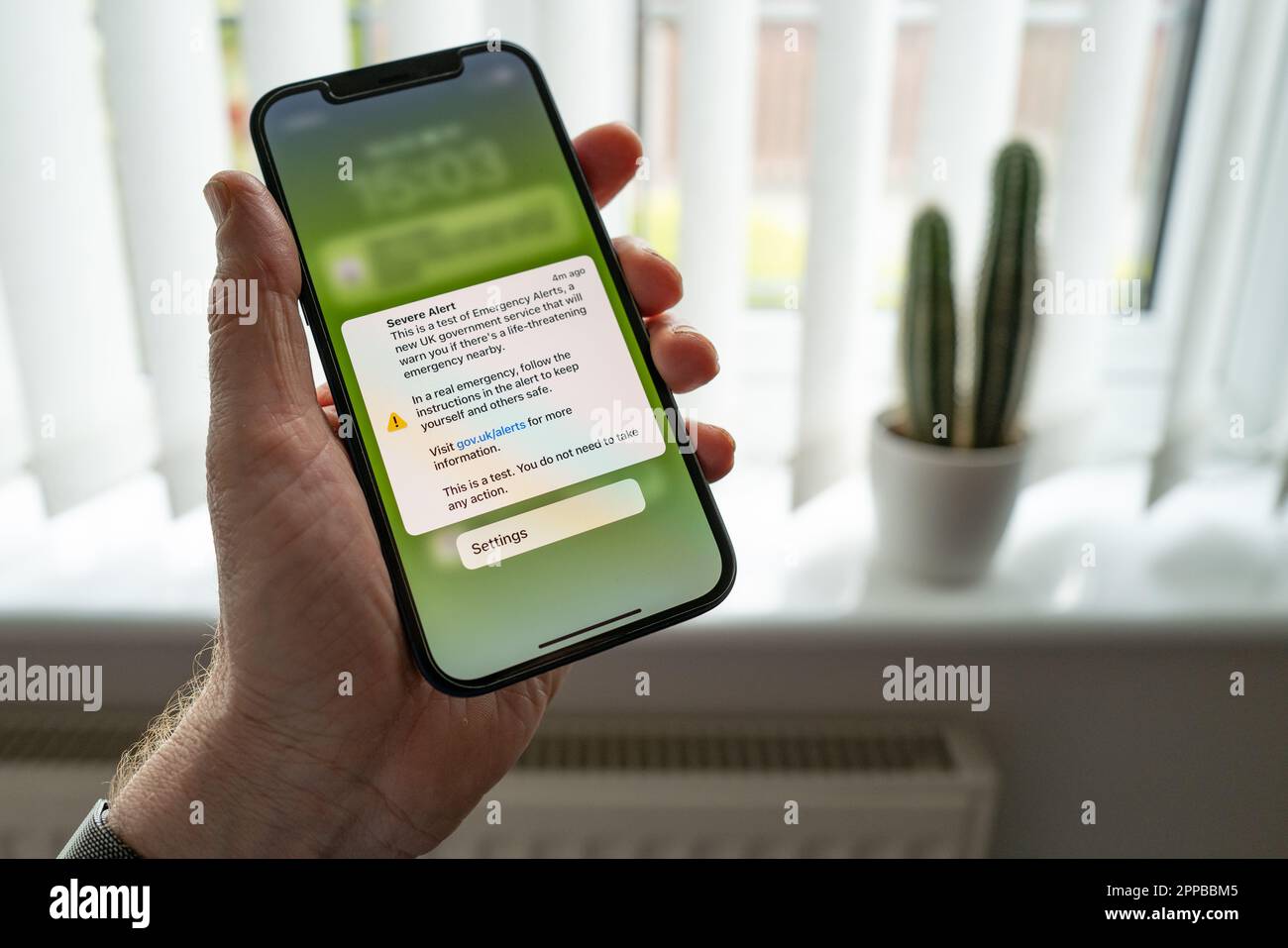 Government emergency text message seen displayed on a persons mobile ...