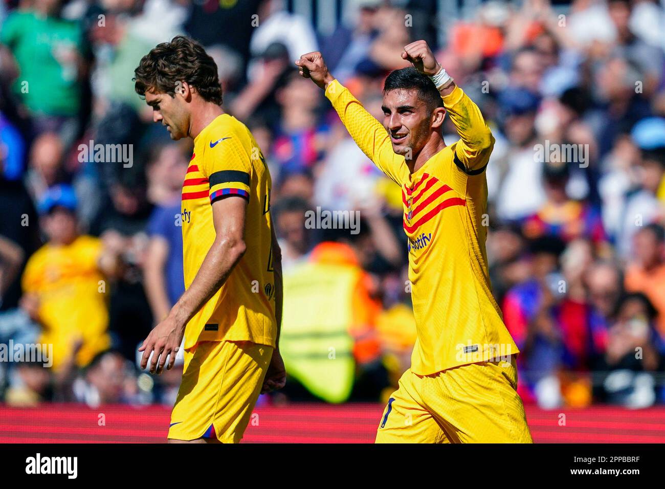 Ferran Torres of FC Barcelona celebrates his goal during the La Liga ...