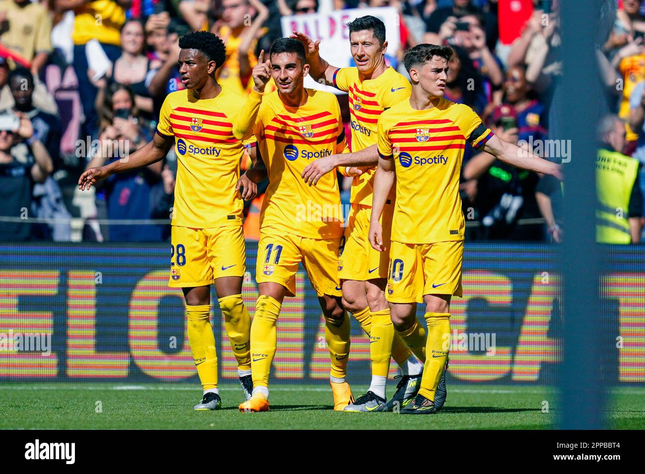 Ferran Torres of FC Barcelona celebrates his goal during the La Liga ...