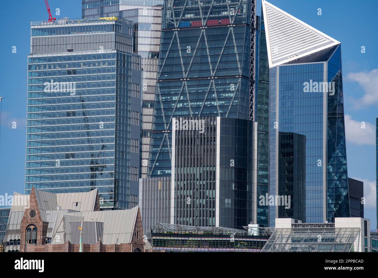 London-City of London skyline showing architecture Spring 2023 Panorama ...