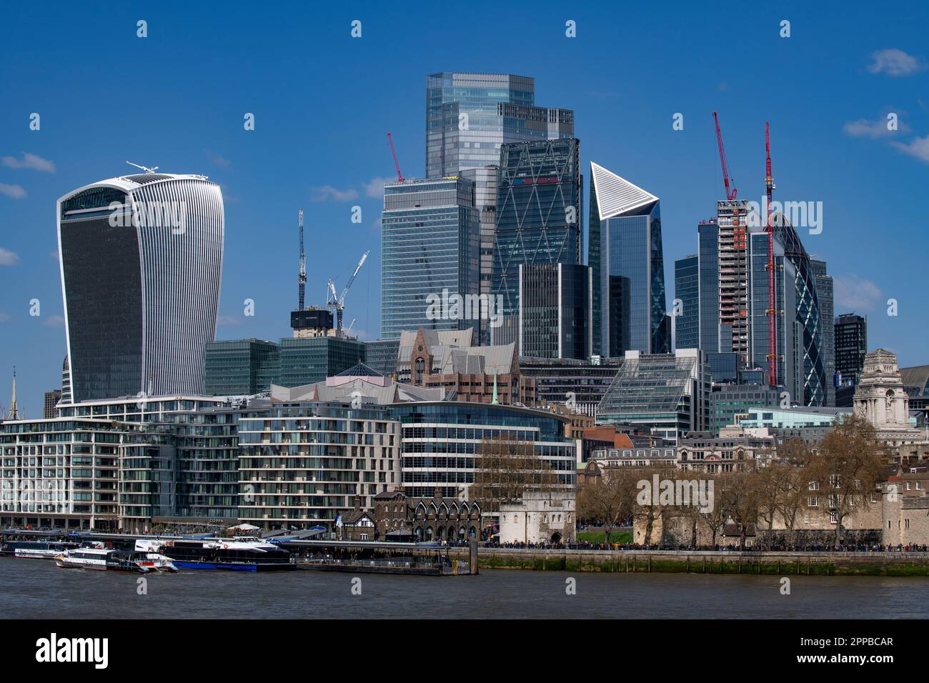 London-City of London skyline showing architecture Spring 2023 Panorama ...