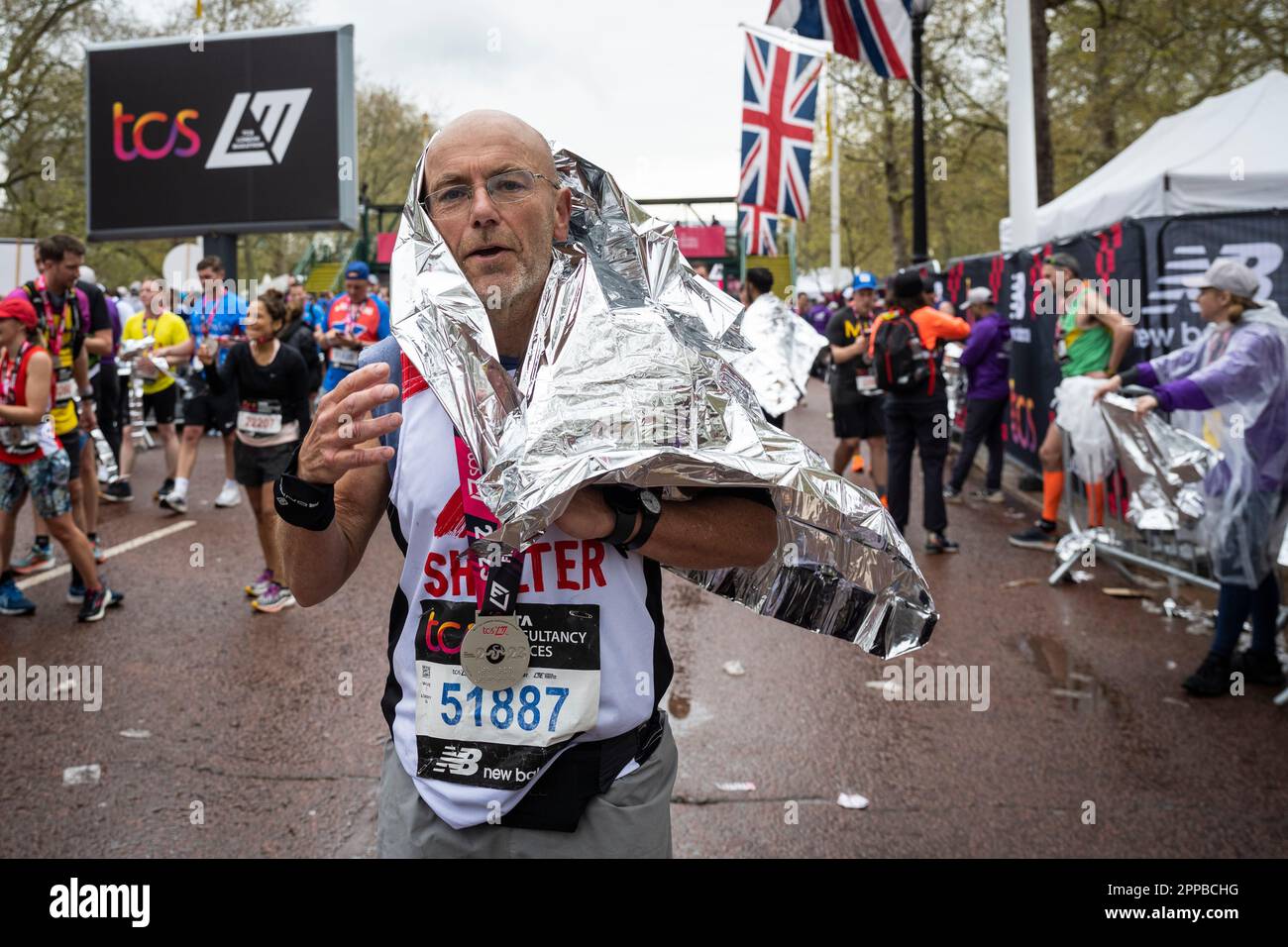 London, UK. 23 April 2023. Designer Wayne Hemingway at the finish of ...