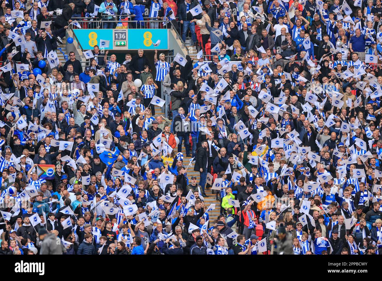 Brighton Fans wave their flags before kick off at the Emirates FA Cup ...