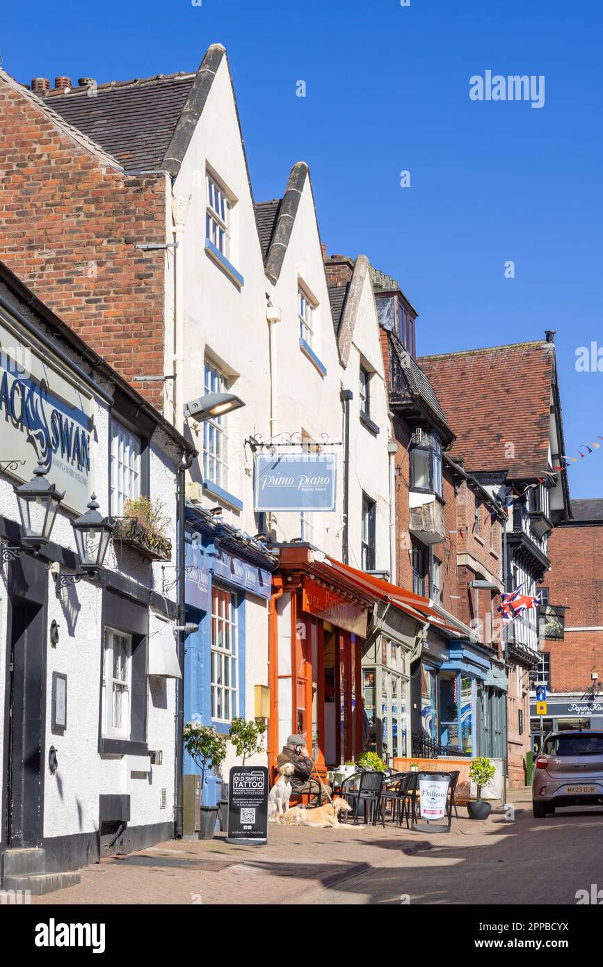 Leek Staffordshire Italian cafe and shops on Sheep Market in the market ...