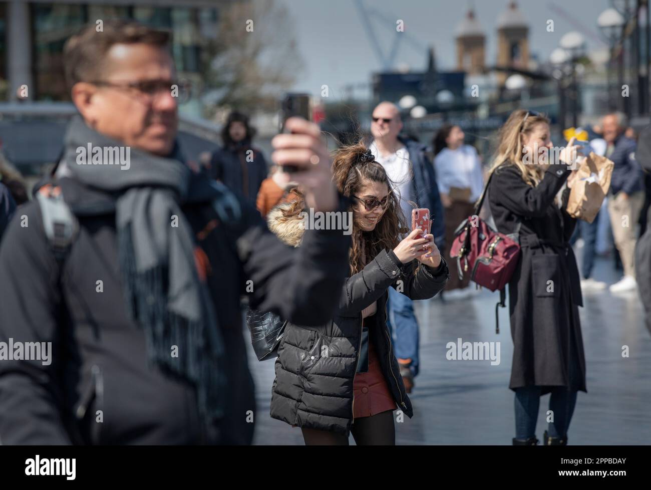 London Tourists on the South Bank Embankment April 2023 Tourists ...
