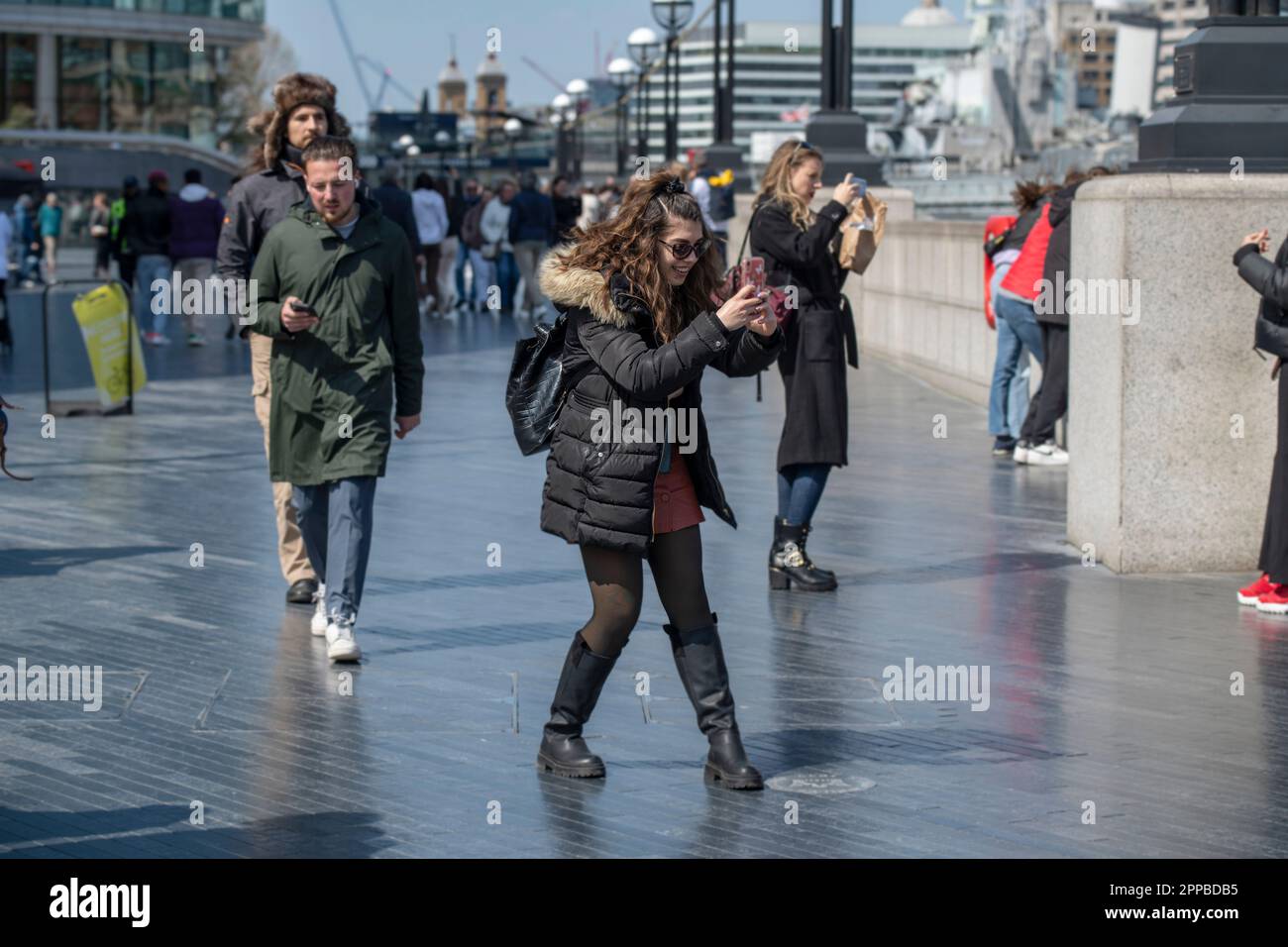 London Tourists on the South Bank Embankment April 2023 Tourists ...