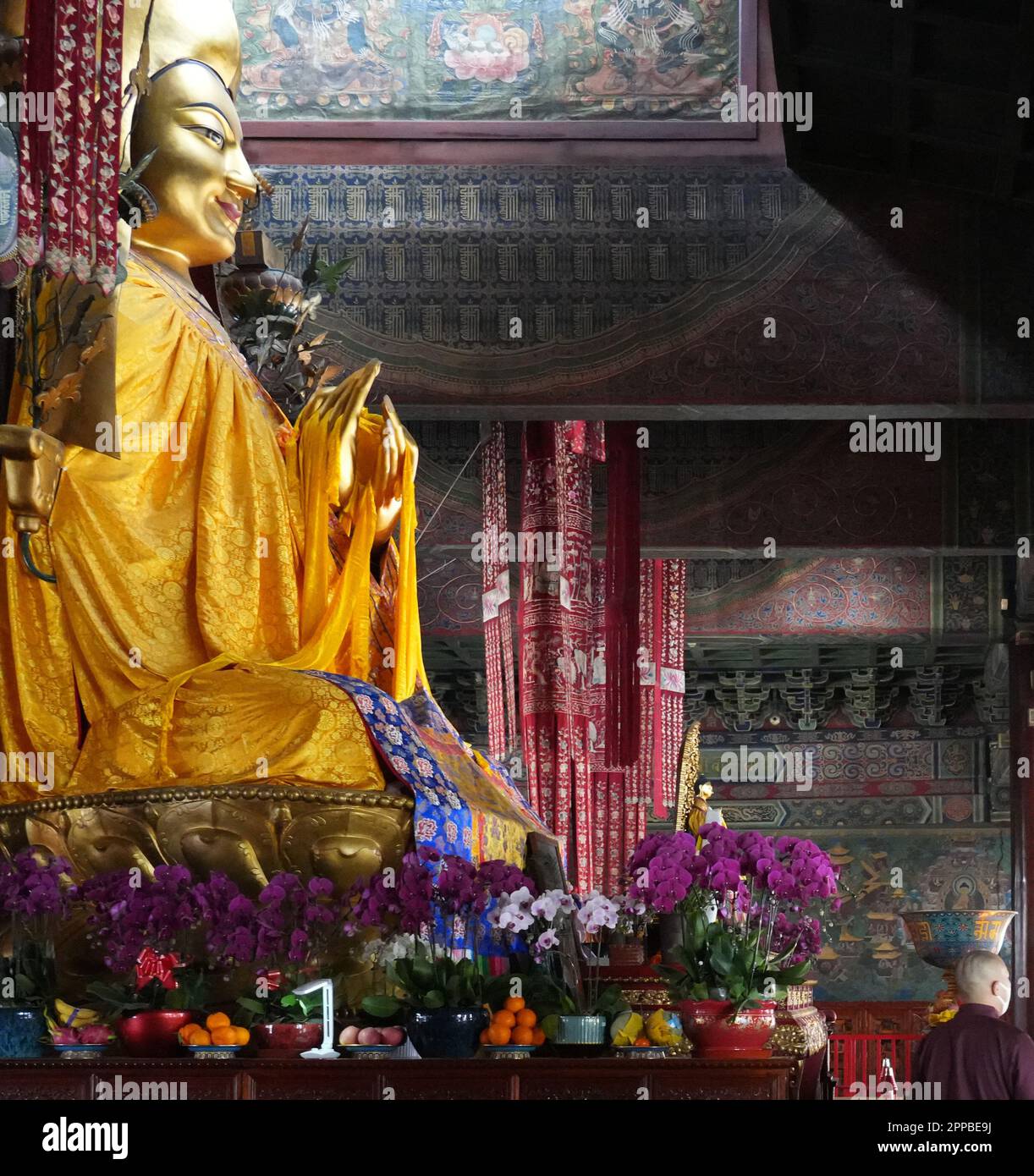 Peking, China. 14th Apr, 2023. A gilded figure in the Lama temple. The ...