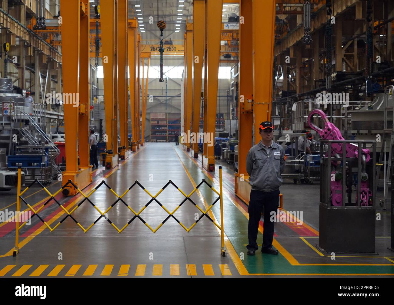 Tianjin, China. 13th Apr, 2023. A factory hall of Flender GmbH. The ...