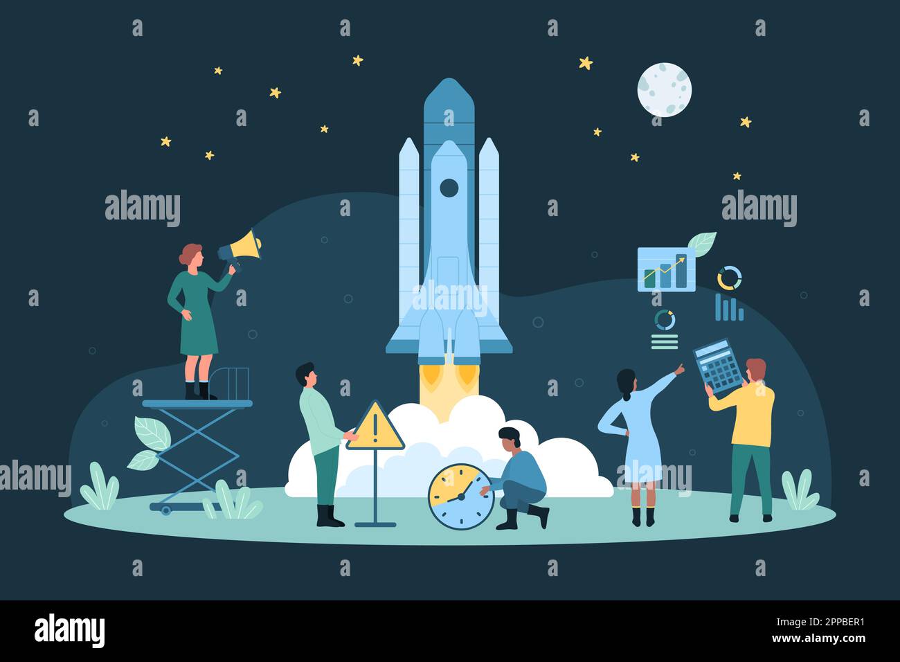 Business startup launch, entrepreneurship vector illustration. Cartoon ...