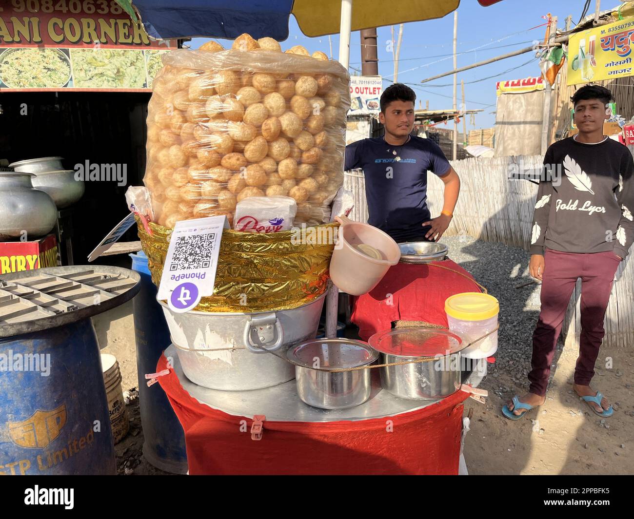 QR codes at a street-food stall in Gurugram, India. SCMP / Amy Sood ...