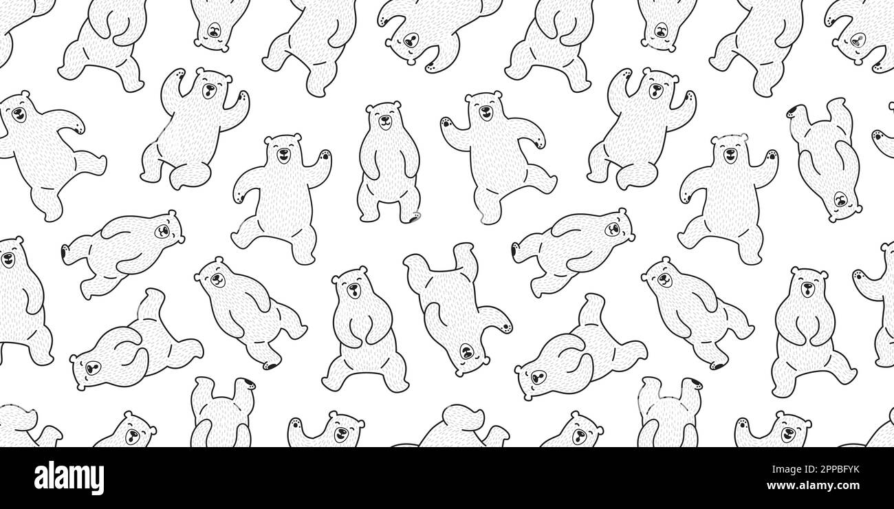Bear seamless pattern vector polar bear isolated teddy dance wallpaper ...