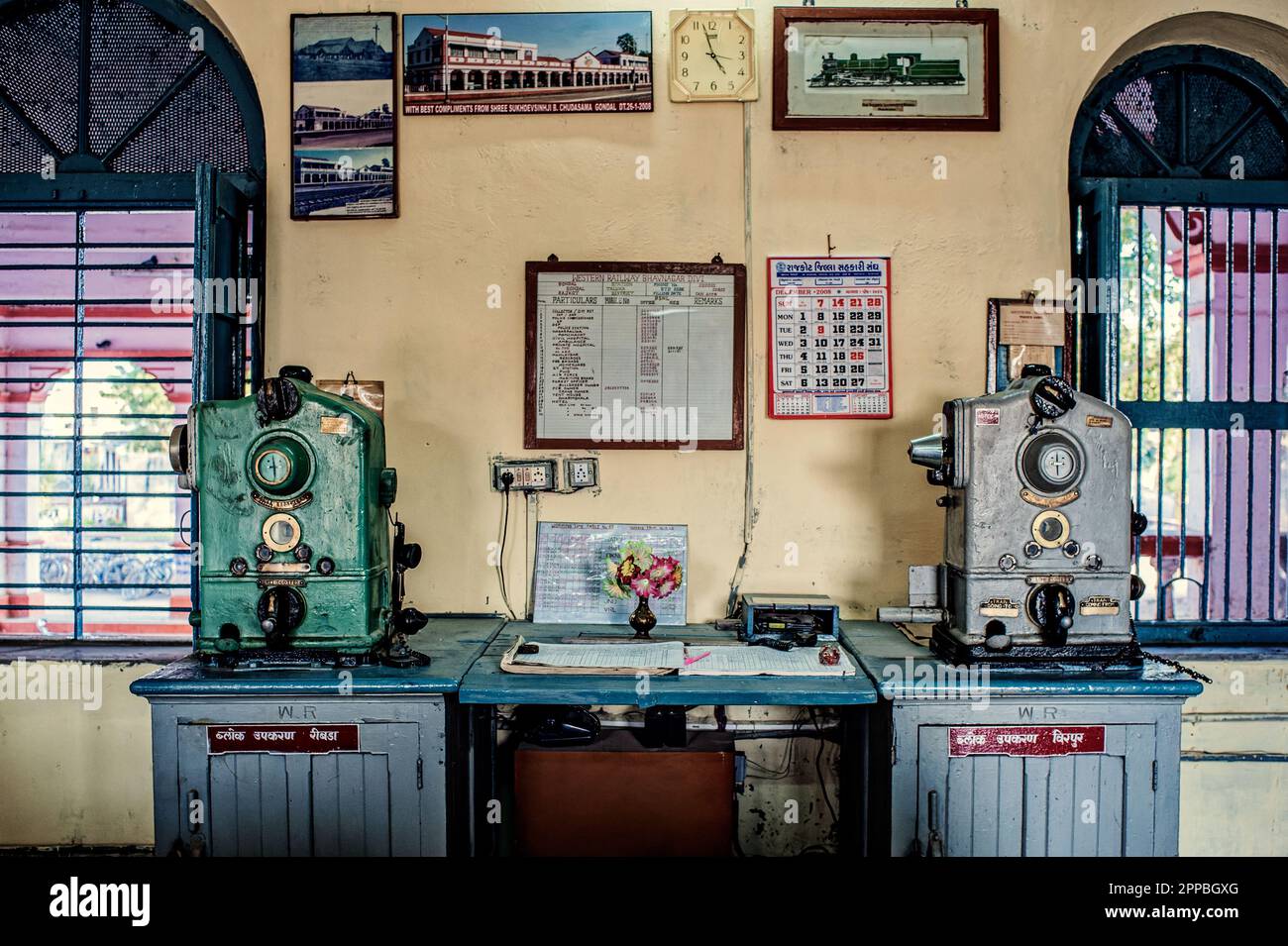 12 30 2008 Vintage Mechanical control panel for switching the route of ...