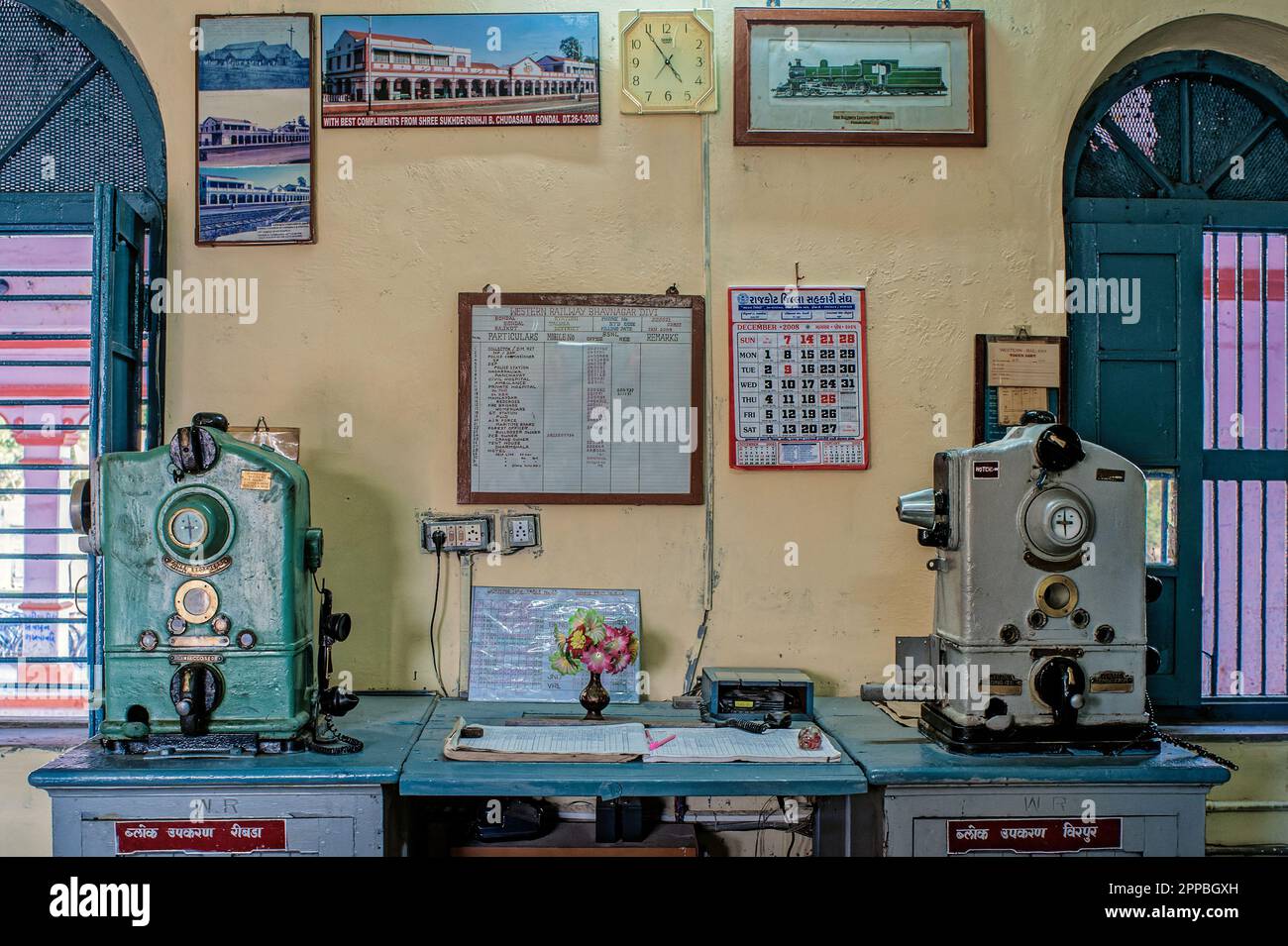 12 30 2008 Vintage Mechanical control panel for switching the route of ...