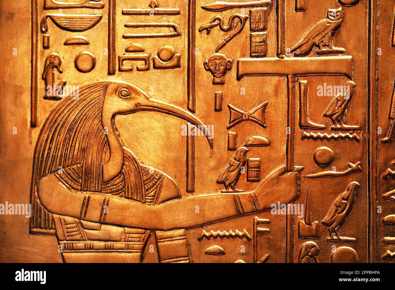 Ancient egyptian god depicted as a ibis-headed man from Tutankhamun ...