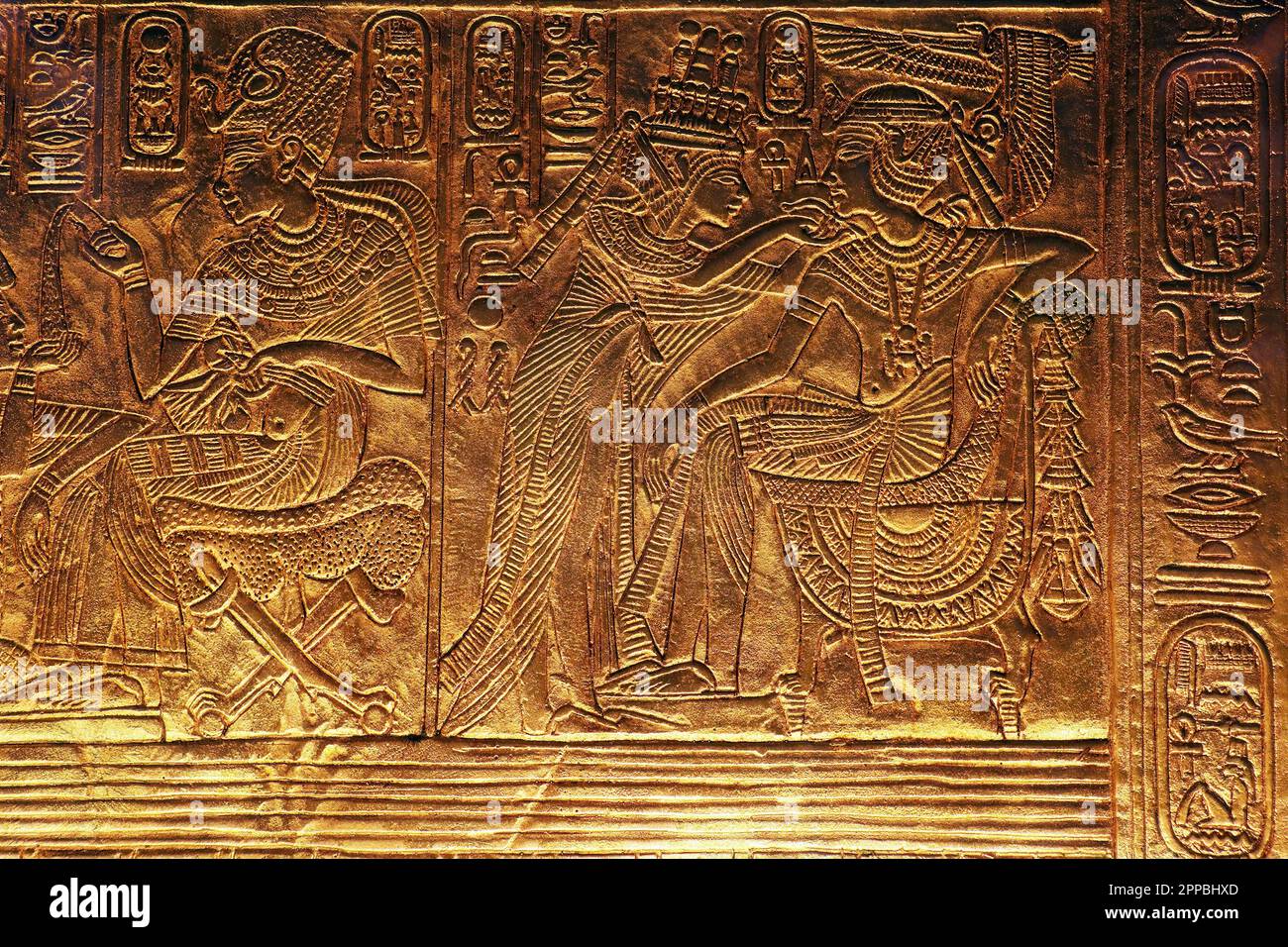 Detail from a golden box in Tuankhamun tomb Stock Photo - Alamy