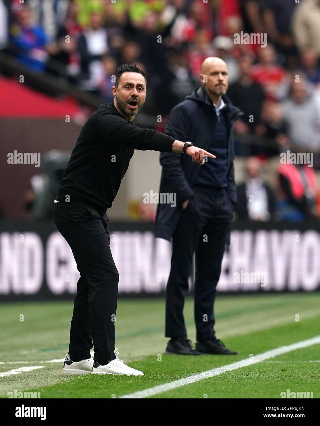 Brighton and Hove Albion manager Roberto De Zerbi and Manchester United ...