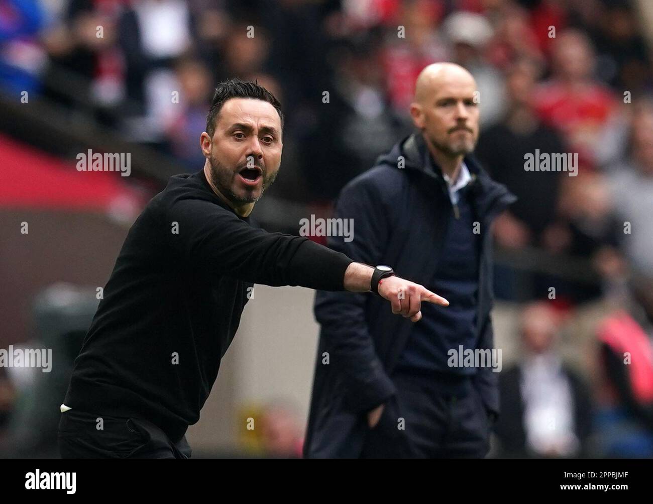 Brighton and Hove Albion manager Roberto De Zerbi and Manchester United ...