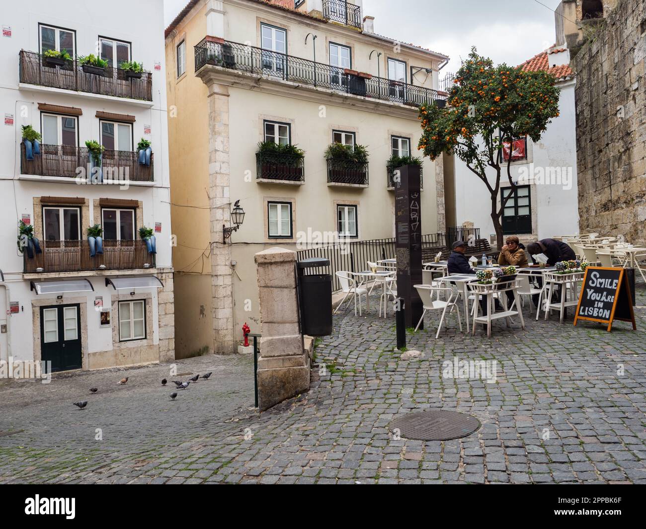Lisbon, Portugal - Jan, 2019: Historic narrow cobblestone streets of ...