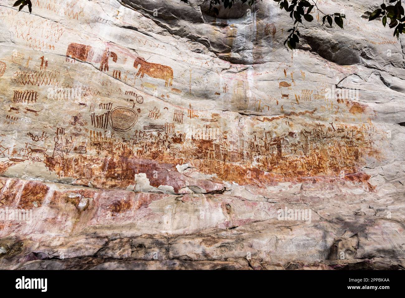 Rock paintings in Cerro Azul in the Chiribiquete National Park, a ...