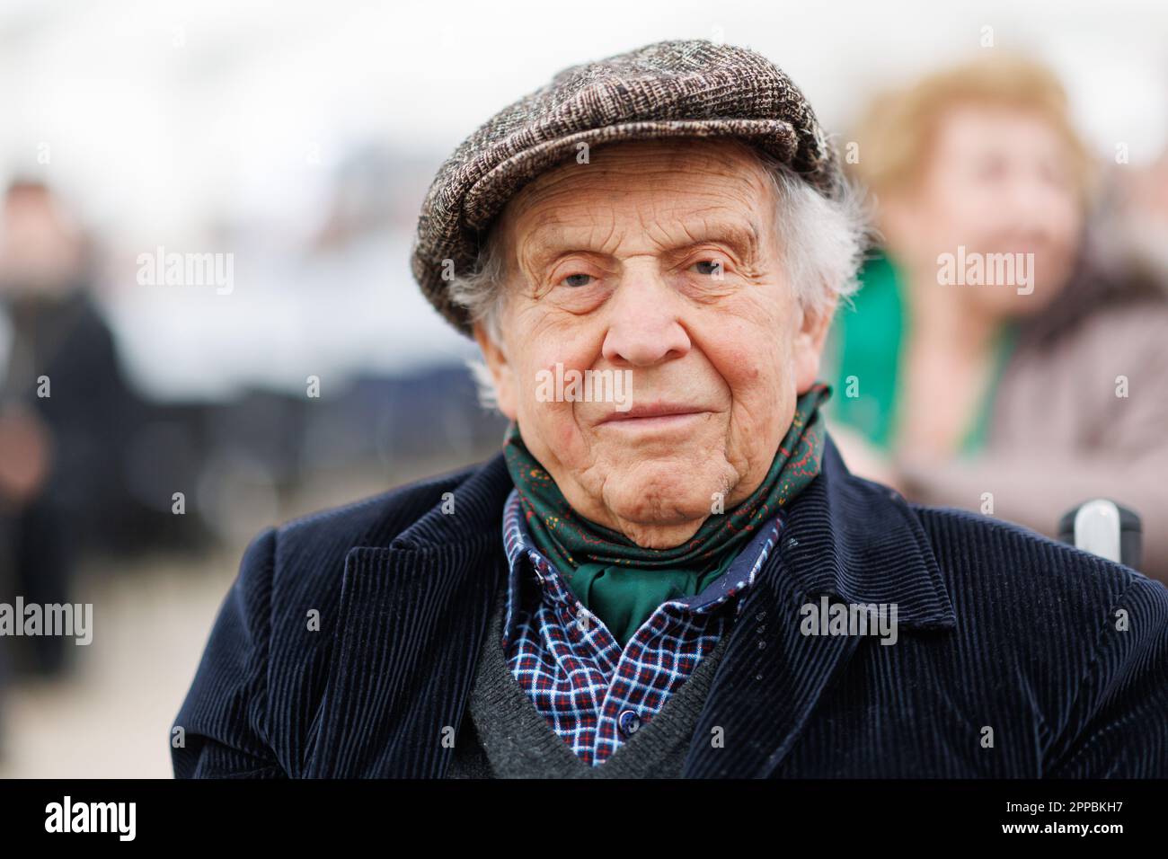 23 April 2023, Bavaria, Flossenbürg: Shelomo Selinger, survivor of the ...