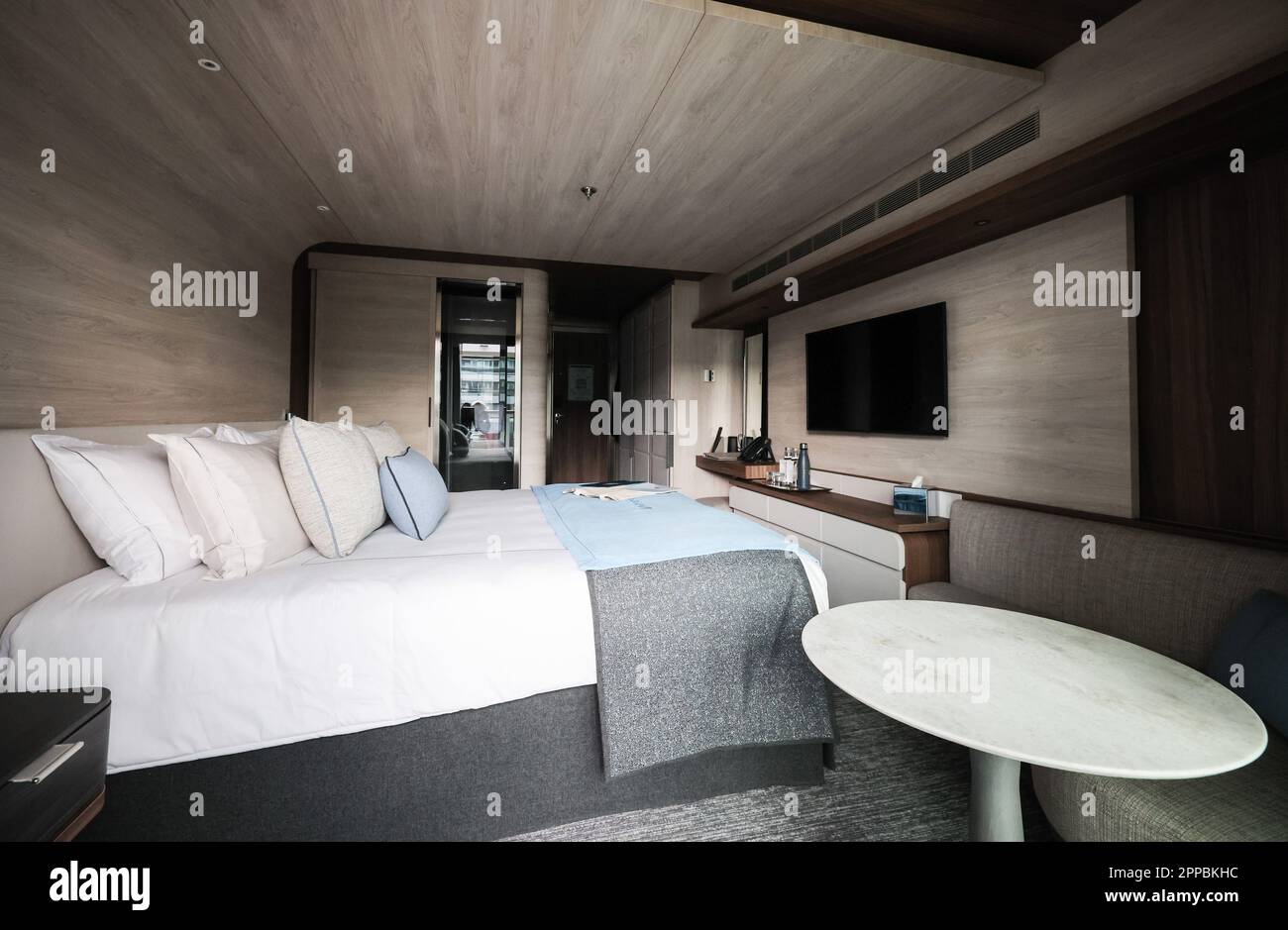 Hamburg, Germany. 23rd Apr, 2023. View of a standard cabin on the polar ...
