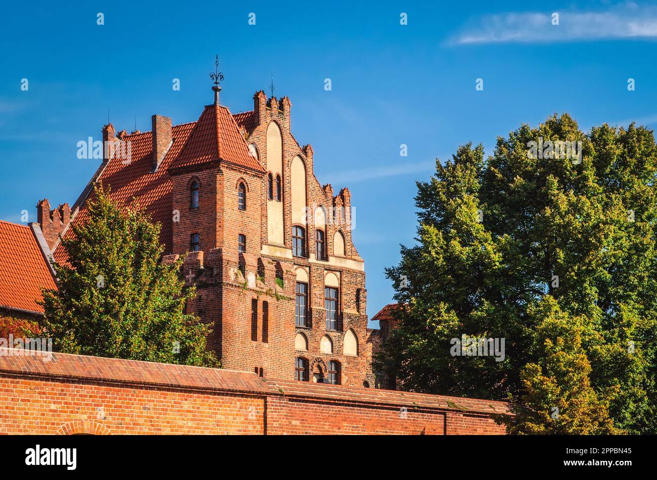 Beautiful historic architecture in Torun Poland. Wall and historic ...