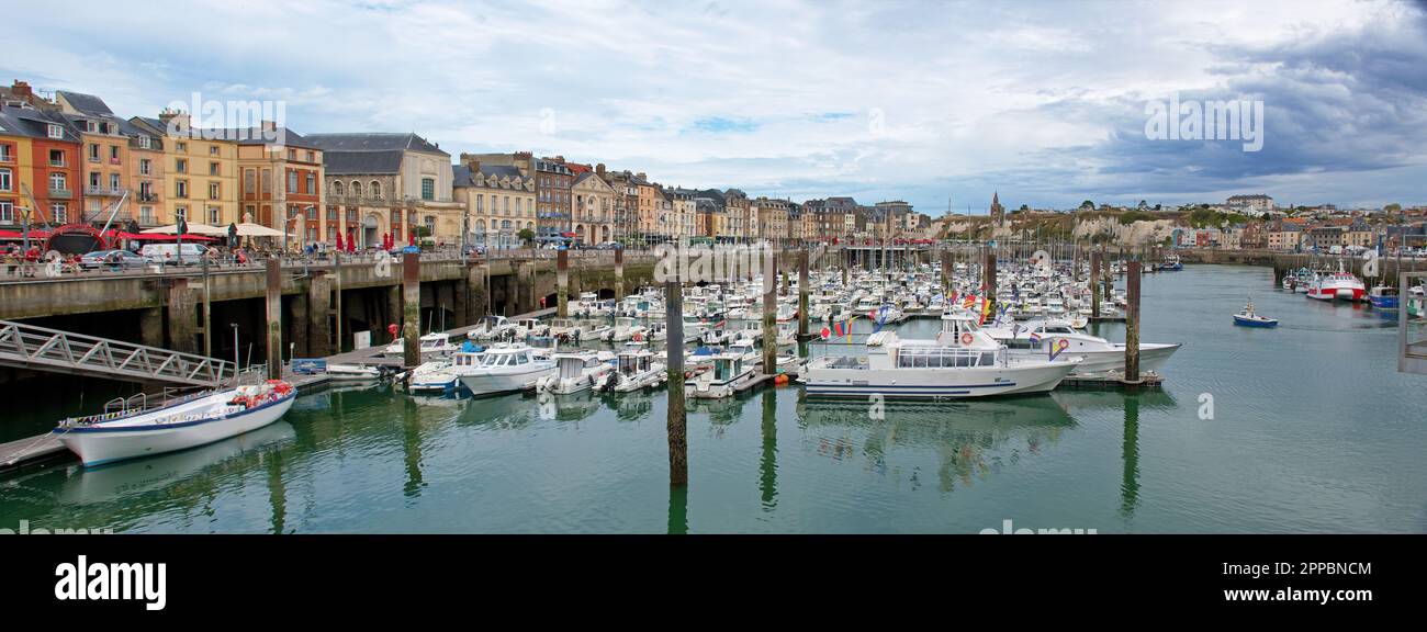 Port of Dieppe, Normandy, France. Panorama with wide angle Stock Photo - Alamy