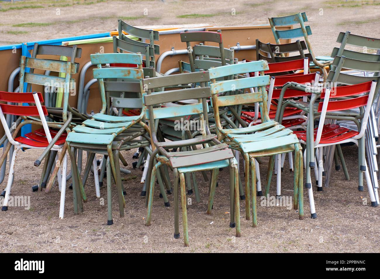 Chairs stacked hi-res stock photography and images - Alamy