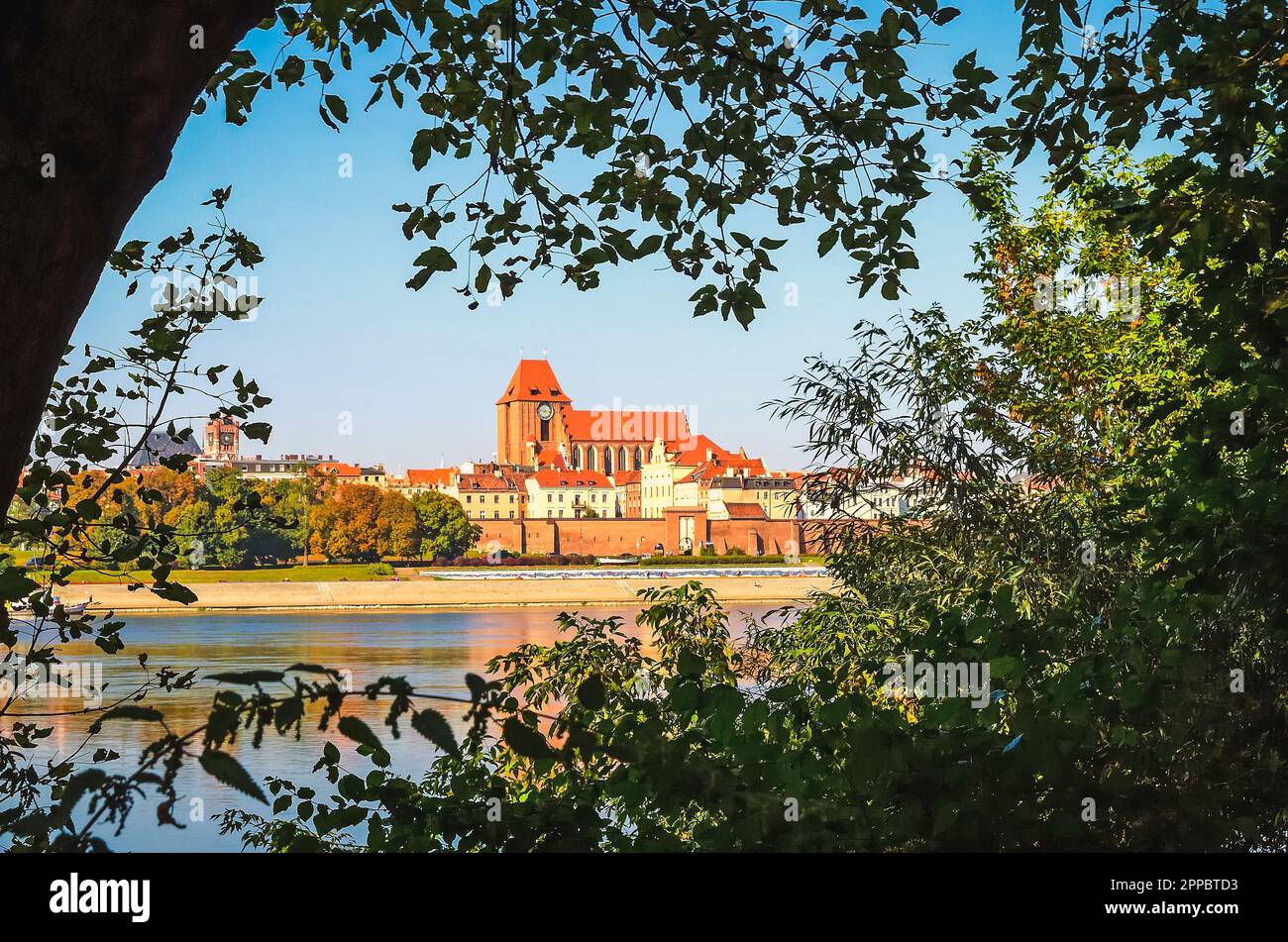 Panorama of Torun, old medieval town in Poland. Old town Torun, listed ...