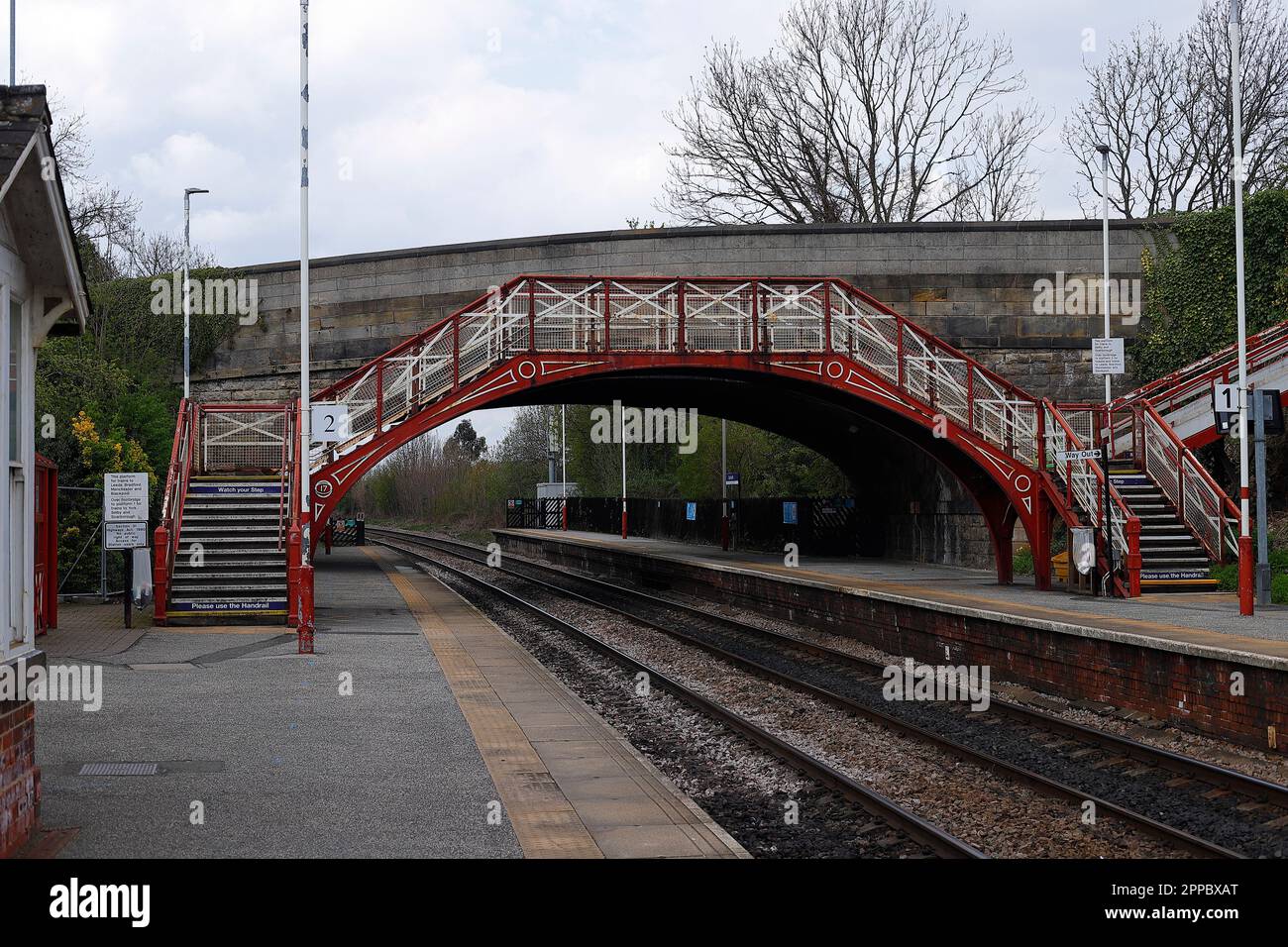 A listed victorian bridge at Garforth Railway Station in Leeds which is ...